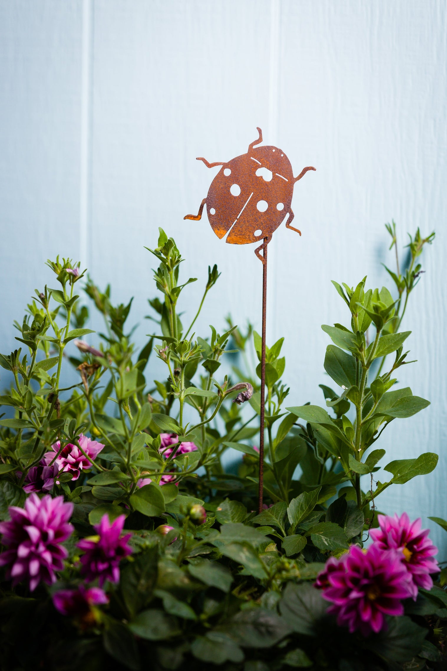 Ladybug Pick - Rusty Birds - Unique Garden Art