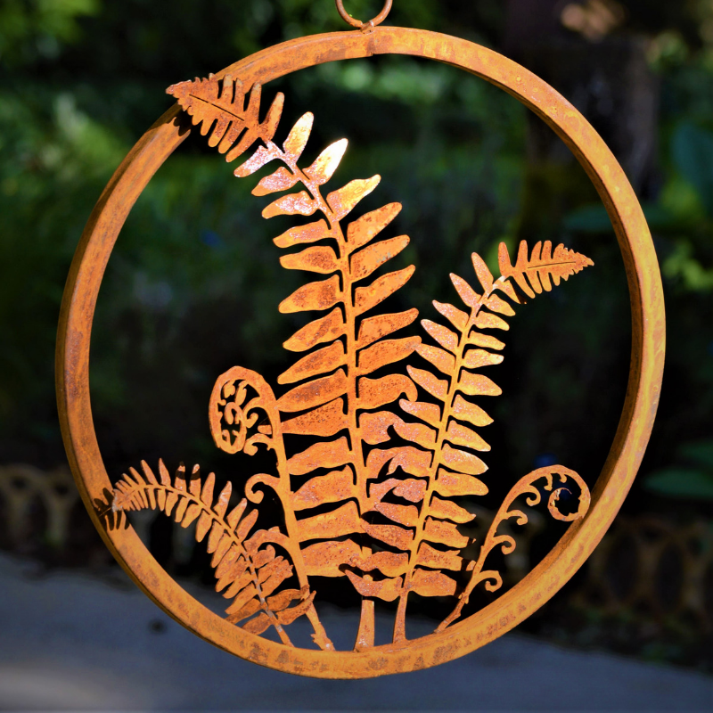 Fern Ring - Rusty Birds - Unique Garden Art